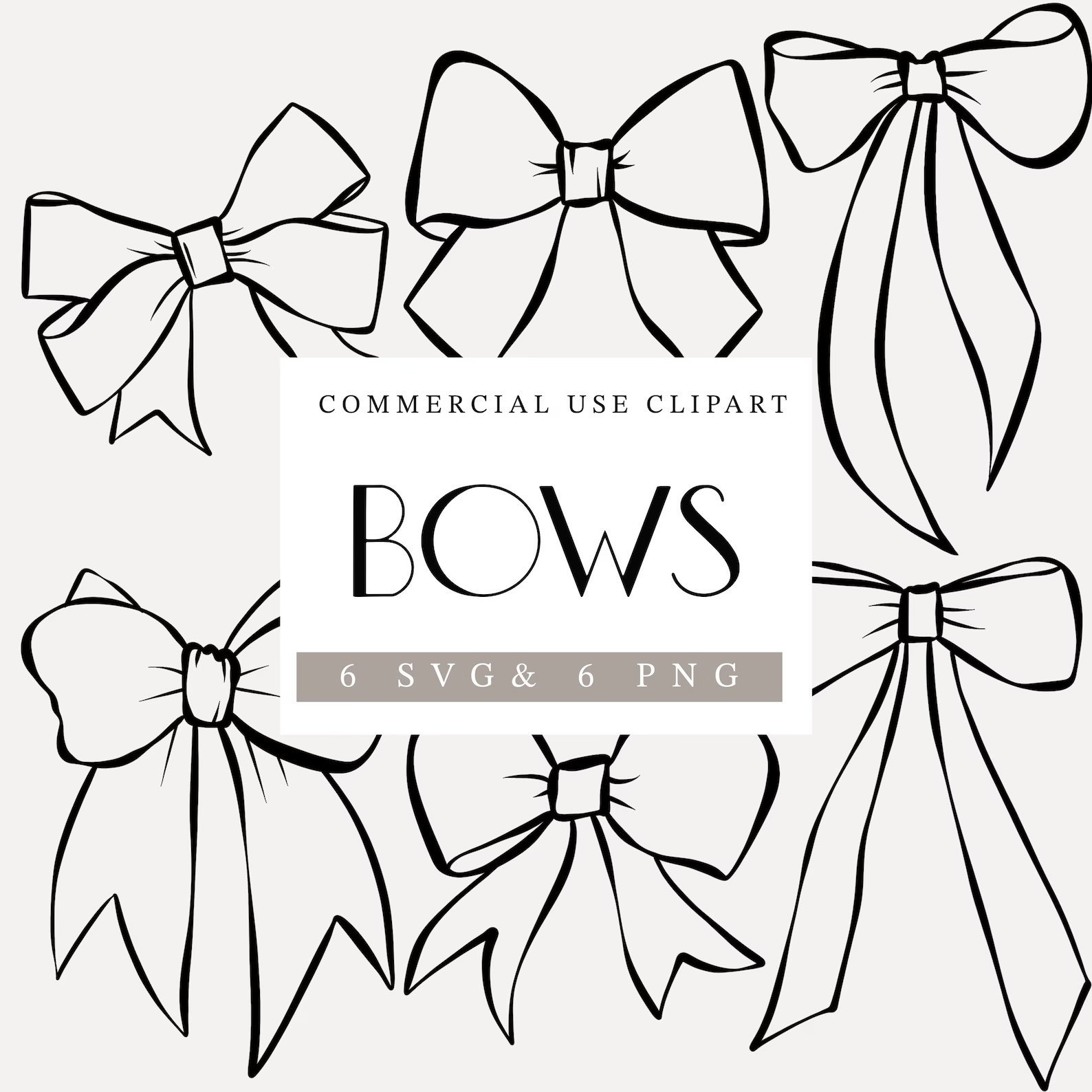 Line Illustration Bow Clipart Set, Bow Png / svg, Transparent PNG, Png ...