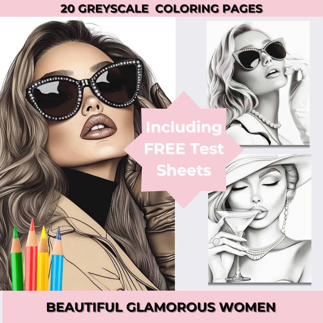 20 Greyscale Coloring Pages Beautiful Glamorous Women | Glamour | Adult ...