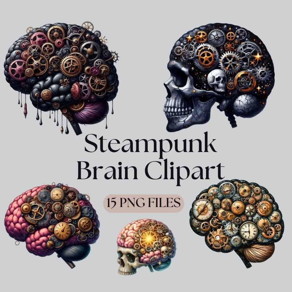 15 Steampunk Brain Art PNG Clipart - Temzli